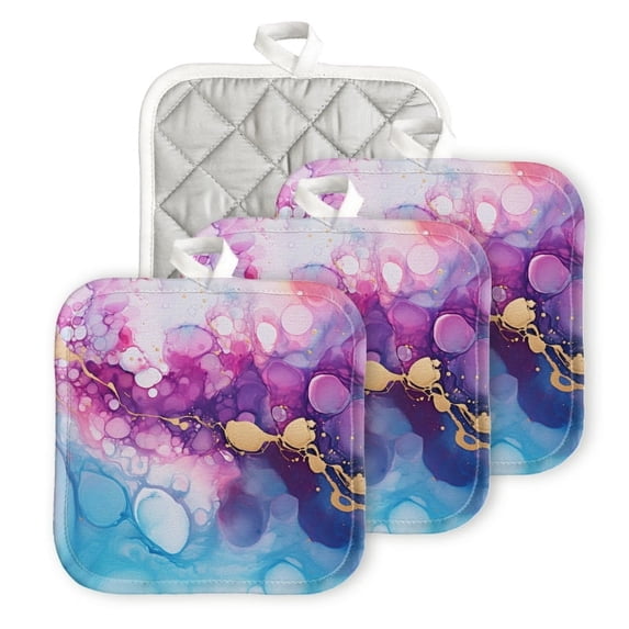 Bahomeck Pot Holder 4Pcs,Abstract Fluid Art Painting In Magenta Square ...