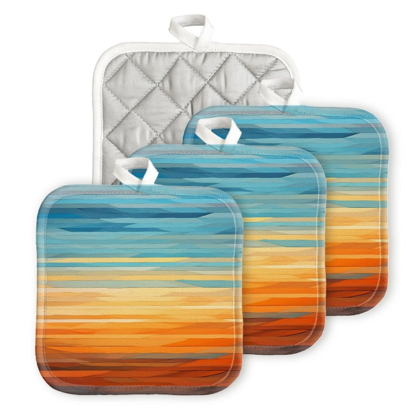 Bahomeck Pot Holder 4Pcs,Abstract Sunset Painting Square Heat Resistant ...