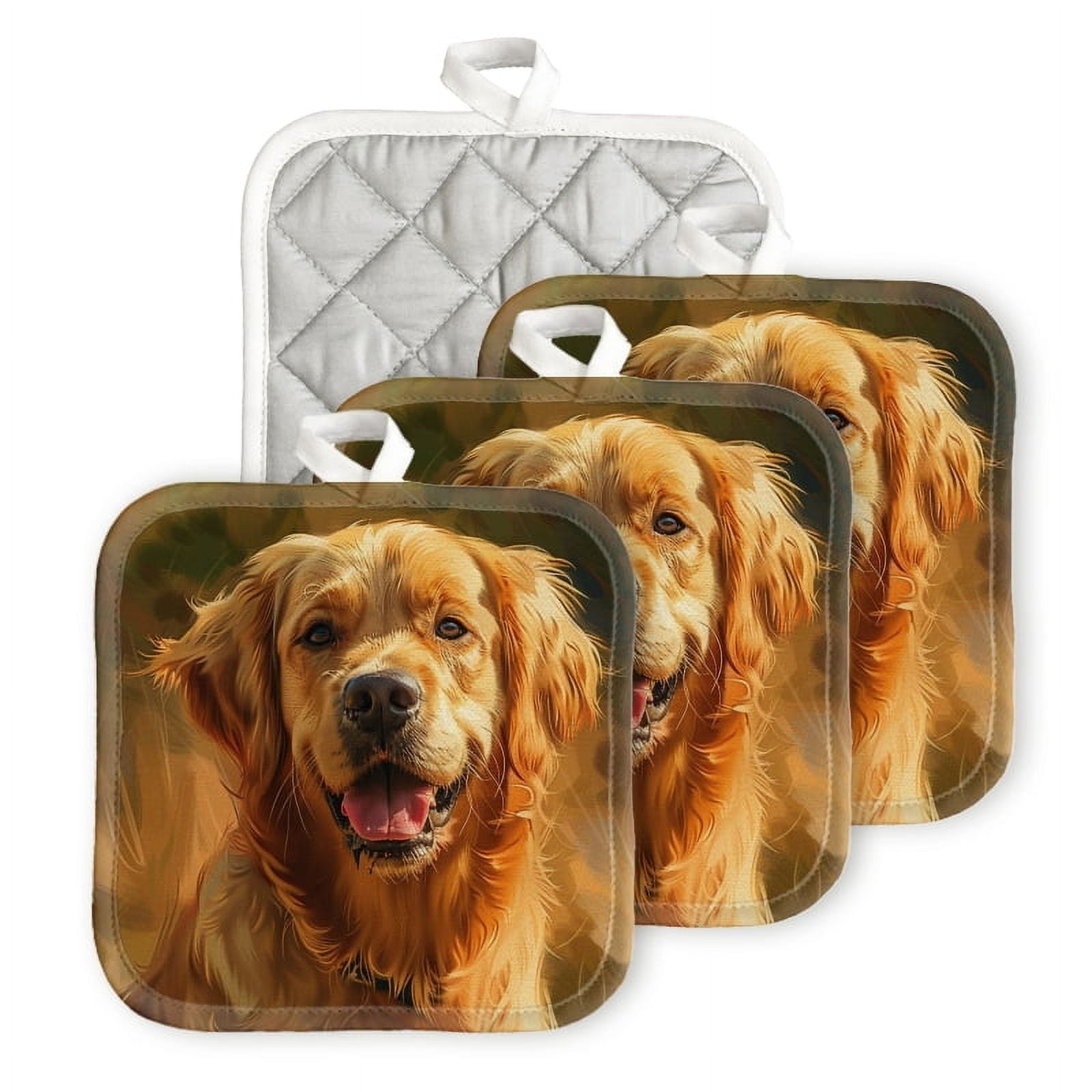 Bahomeck Pot Holder 4Pcs,Golden Retrieverof Digital Painting Square ...