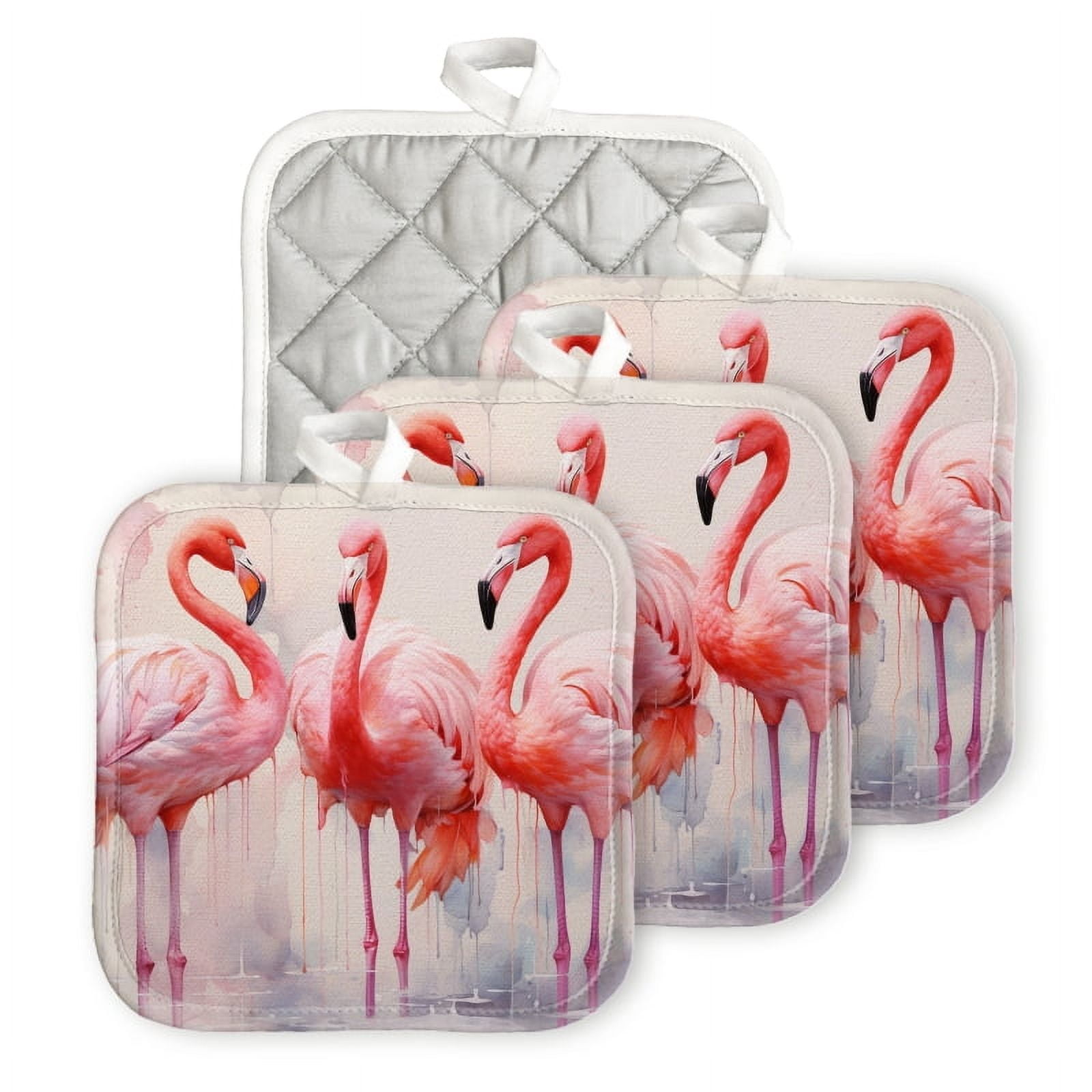 Bahomeck Pot Holder 4Pcs,Pink Flamingos Standing In Watersoft Pastel ...