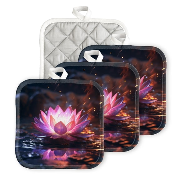 Bahomeck Pot Holder 4Pcs,Pink Lotus Flower Floating On Water Square ...
