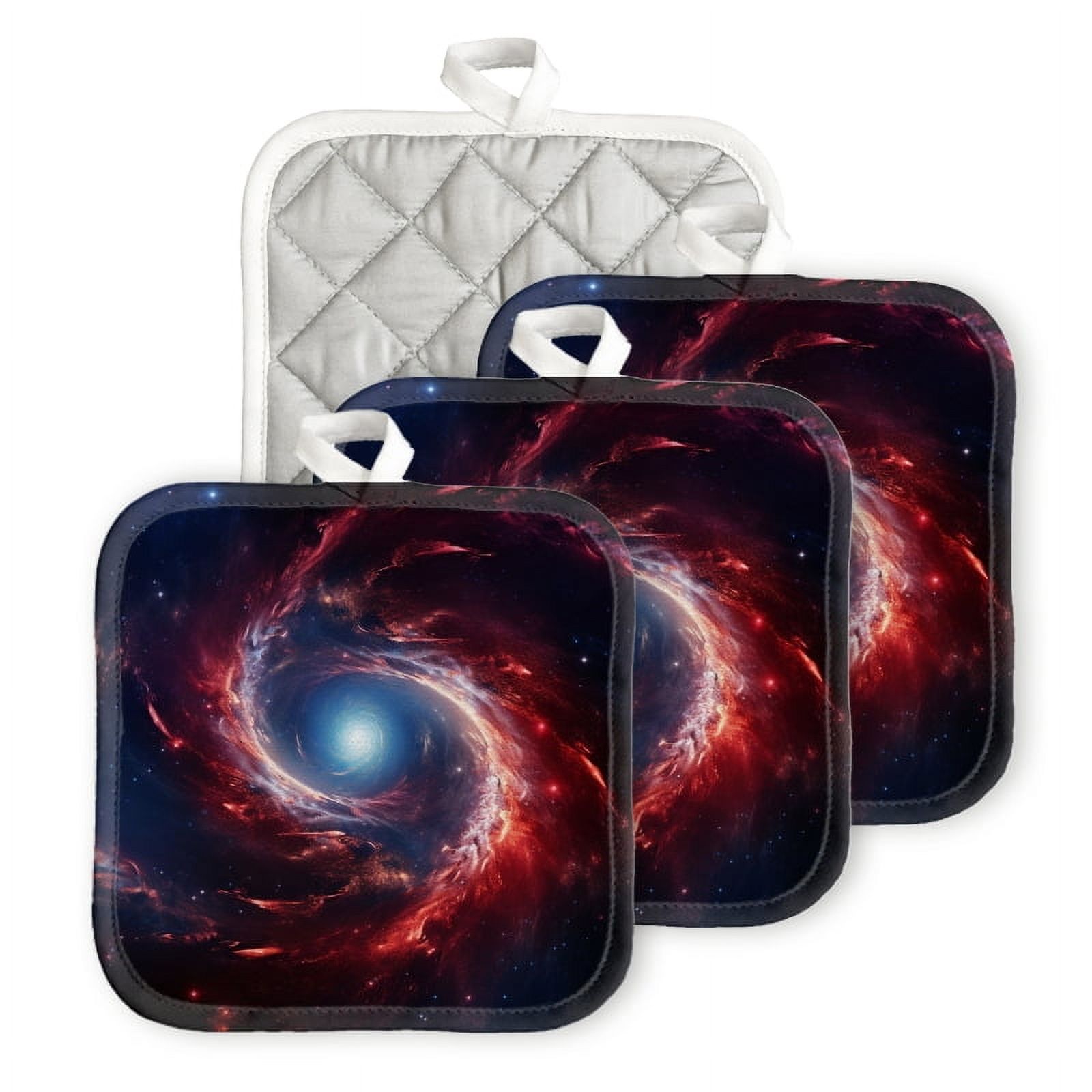 Bahomeck Pot Holder 4Pcs,Spiral Galaxy With Red And Blue Swirls Square ...