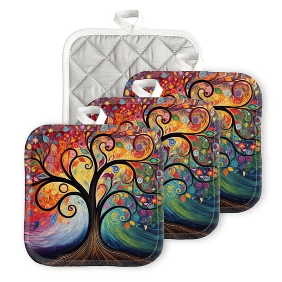 Bahomeck Pot Holder 4Pcs,Whimsical Tree Of Life With Swirling Branches ...