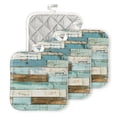 Bahomeck Pot Holder 4Pcs,Wooden Wall Background With Distressed Blue ...