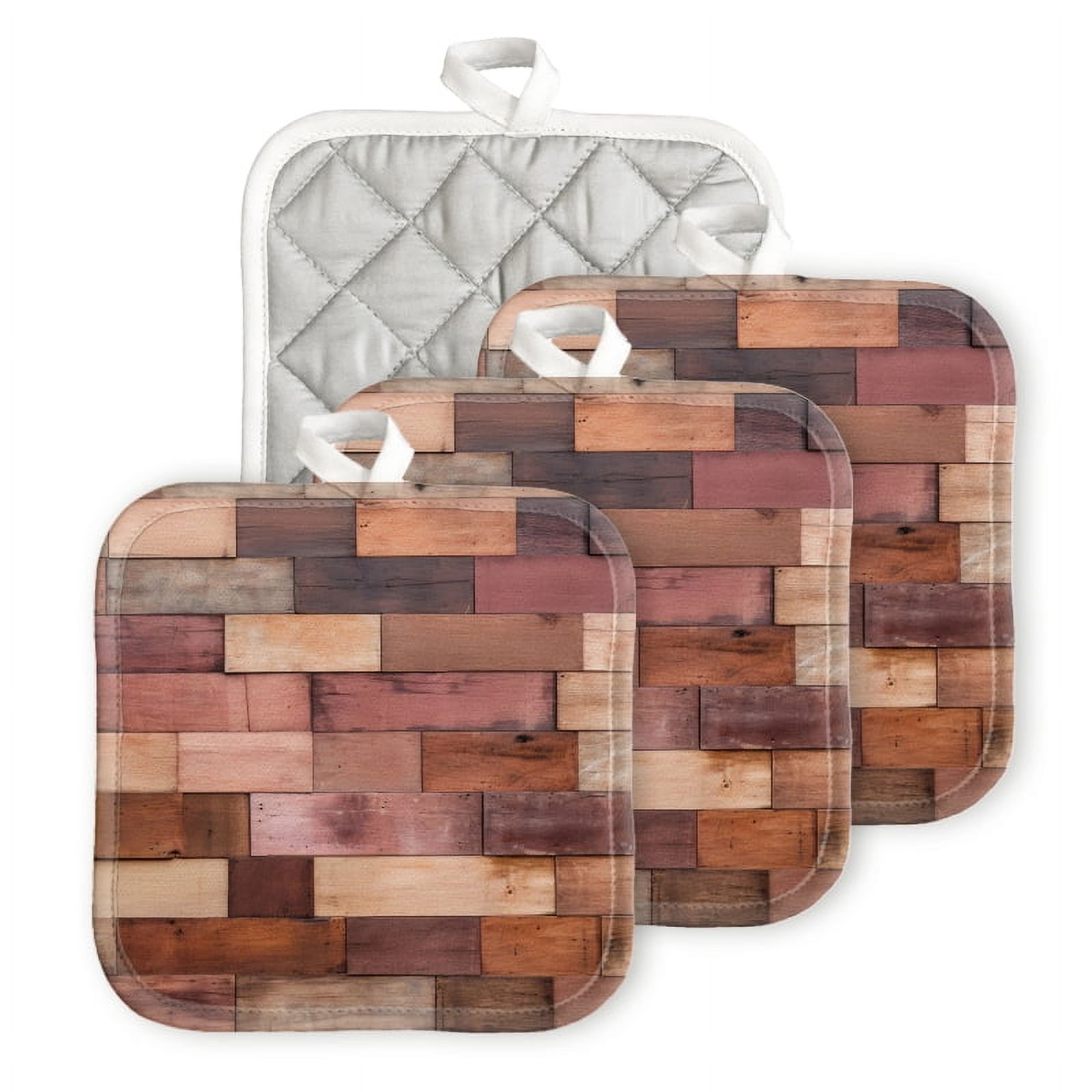 Bahomeck Pot Holder 4Pcs,Wooden Wall Made Of Rectangular Planks In ...