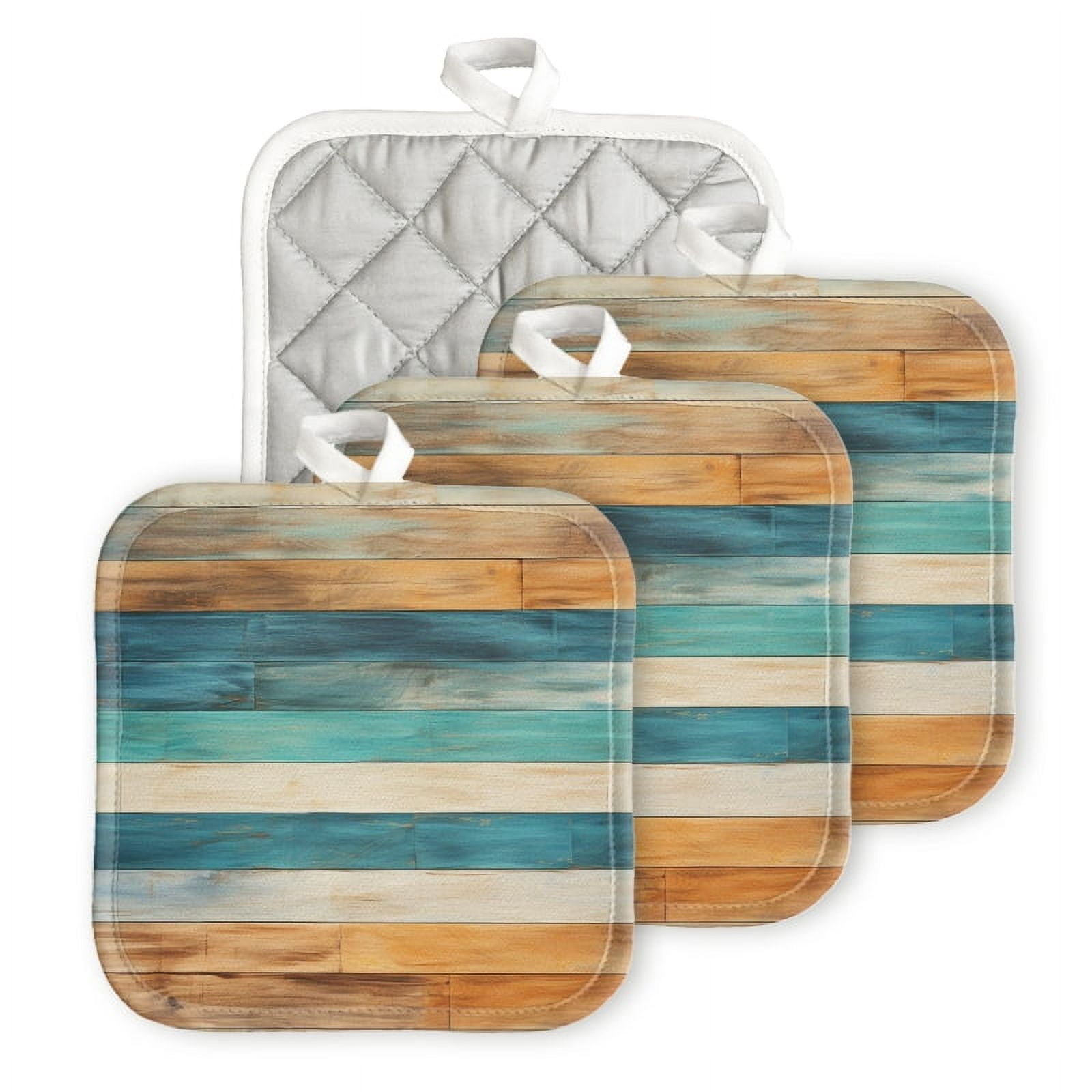 Bahomeck Pot Holder 4Pcs,Wooden Wall With Horizontal Stripes Of ...