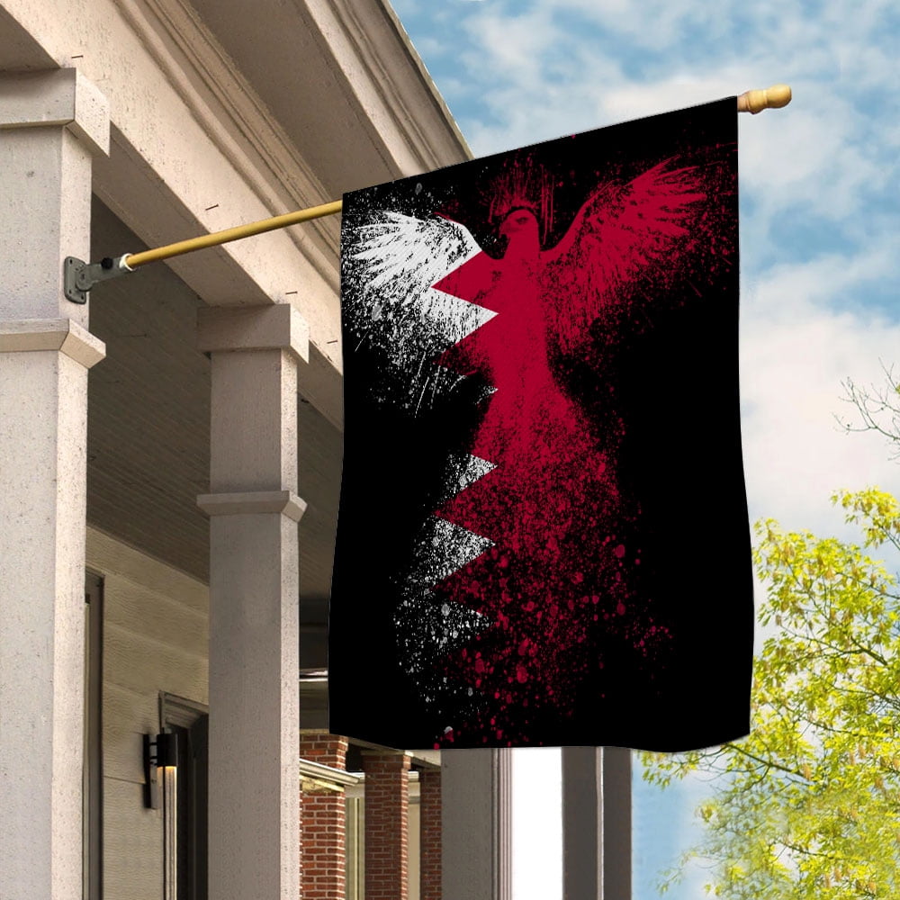 Bahrain Flag With Eagle Painting - Proud Bahrain House Flag (29.5x39.5 ...