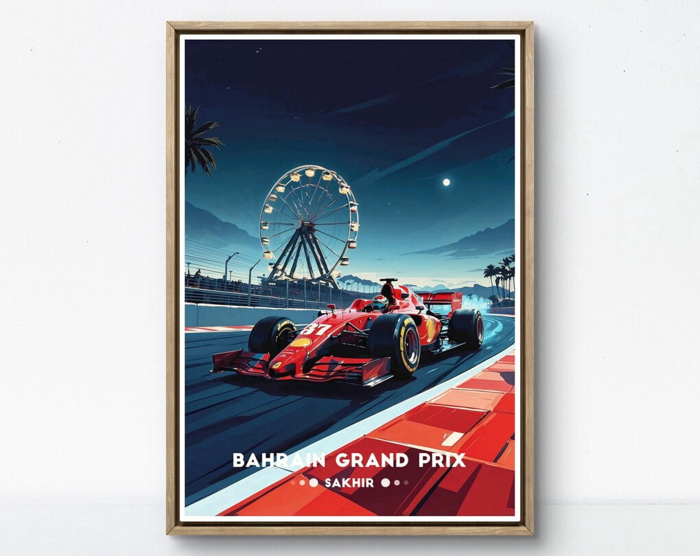 Bahrain Grand Prix Poster – Stunning Night Race Scene In Sakhir With F1 ...