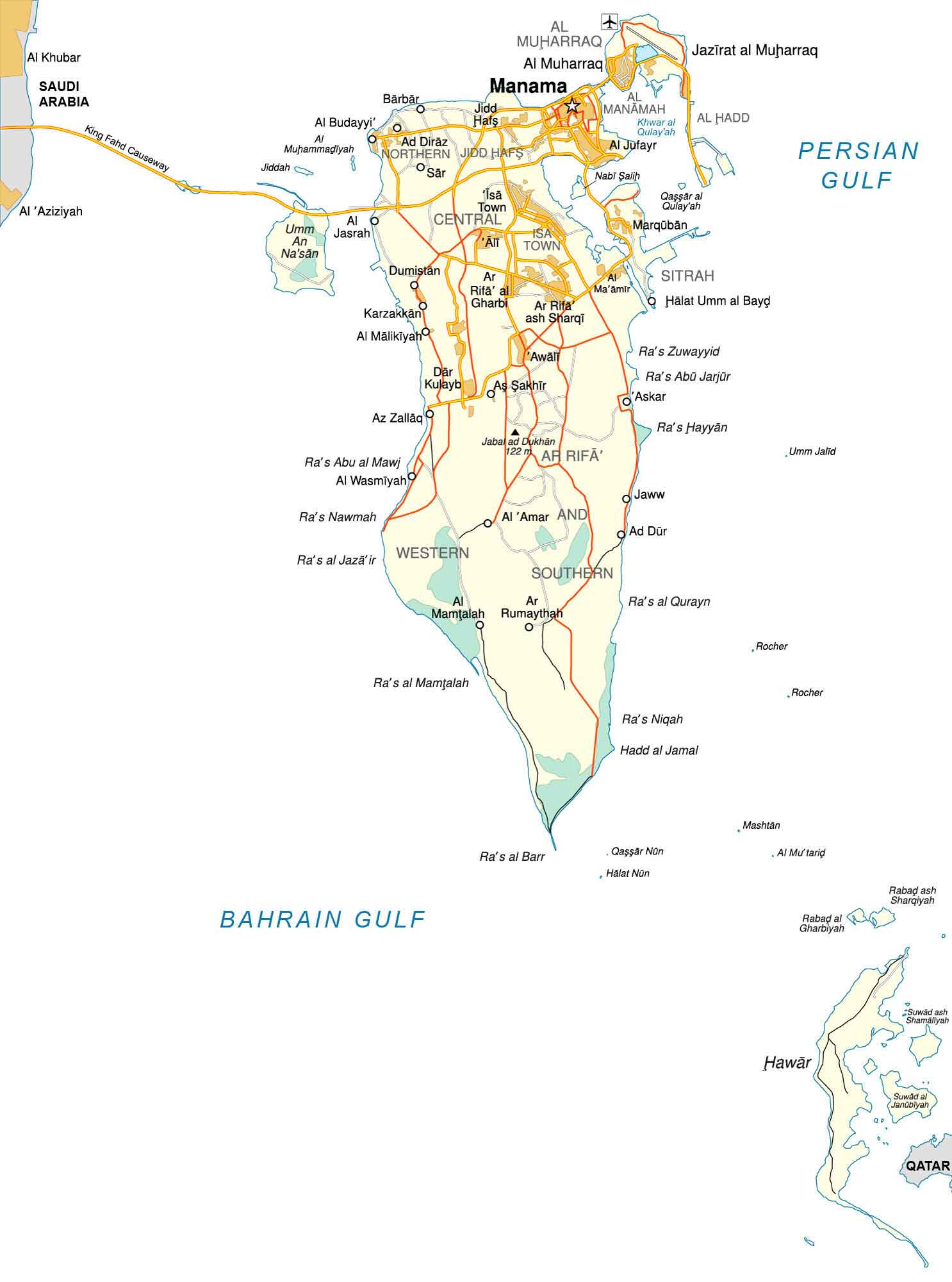 Bahrain Road Map GLOSSY POSTER PICTURE PHOTO PRINT BANNER ...