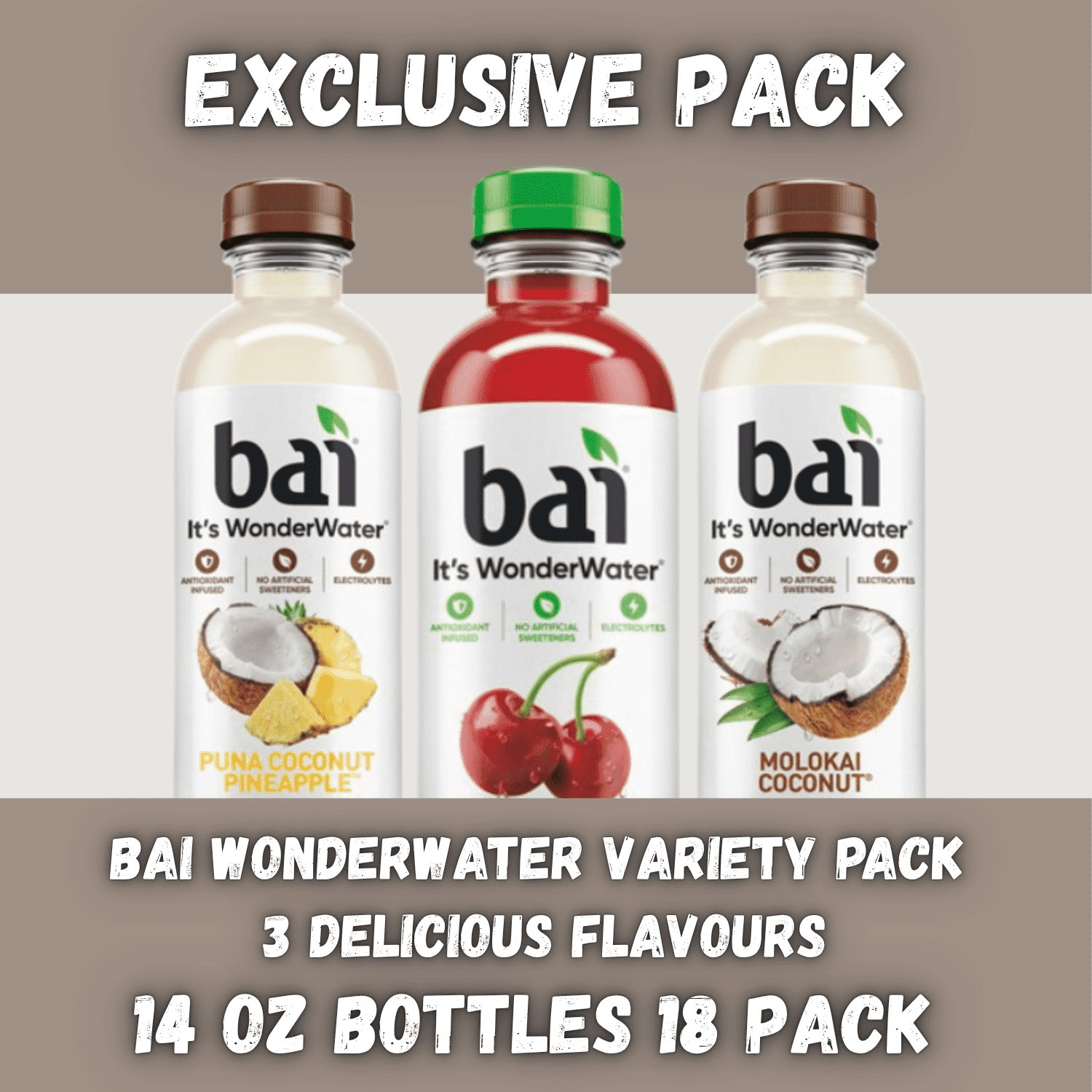 Bai Antioxidant Infused Water Variety Pack, 14 fl oz Bottles, 18 Pack ...