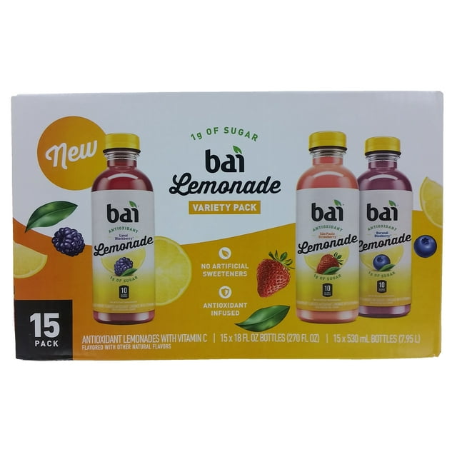 BAI Antioxidant Infusion Lemonade Variety Pack 18oz 15CT 220-02011 ...