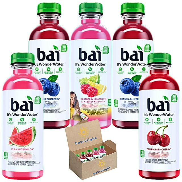 Bai Drinks | Flavored Water Assortment of Blueberry, Cherry, Watermelon ...