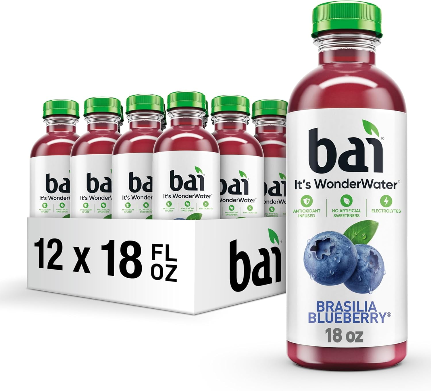 Bai Flavored Water, Brasilia Blueberry, Antioxidant Infused Drinks, 18 ...