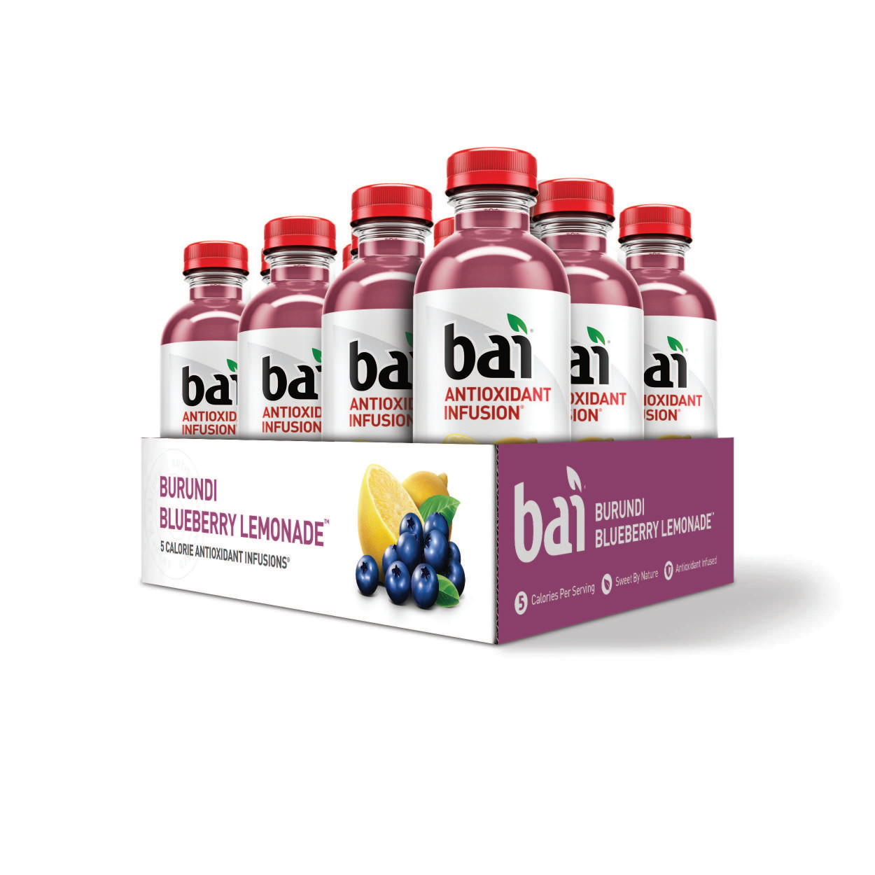Bai Antioxidant Infused Beverage, Burundi Blueberry Lemonade, 18 Fl Oz ...