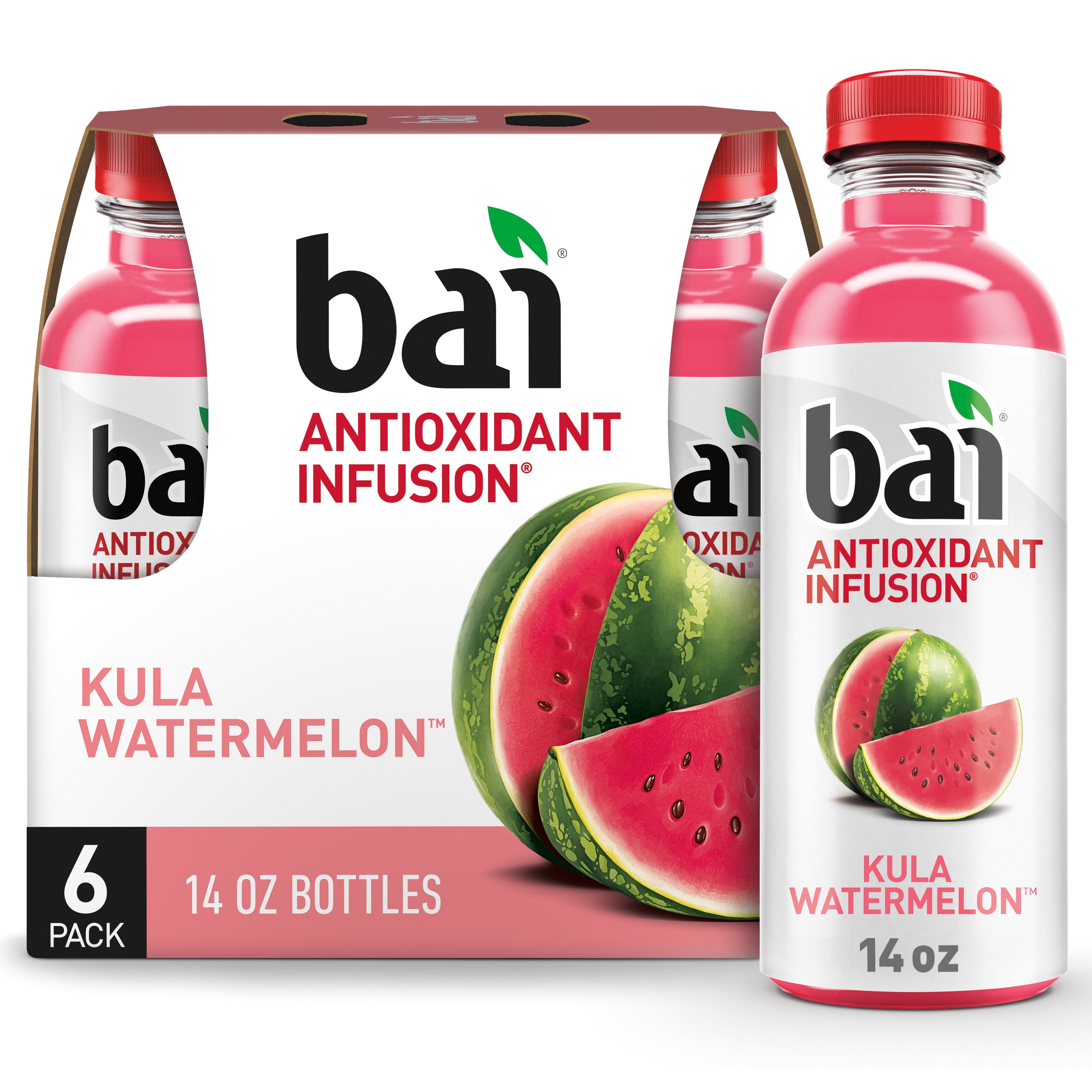 Bai Kula Watermelon Antioxidant Infusion Flavored Water, 14 fl oz, 6 ...