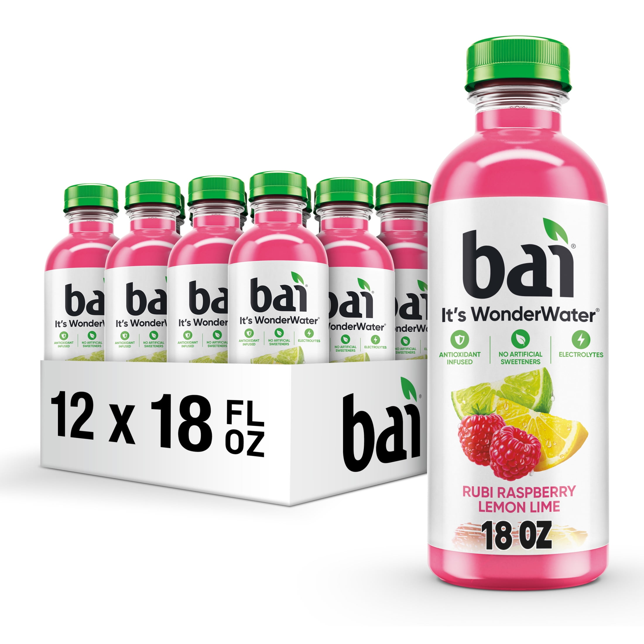 B.A.I. Raspberry Lemon Lime Antioxidant Infused Water, 18 fl oz, Low ...