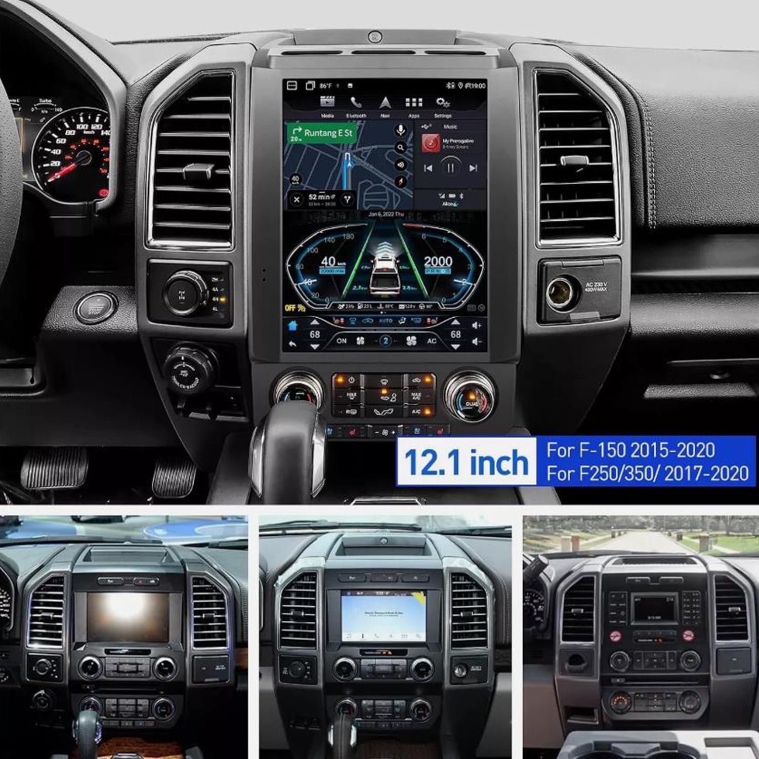 BaiCH 12.1" Android 13 Car Stereo | GPS, CarPlay, Tesla Screen for 15 ...