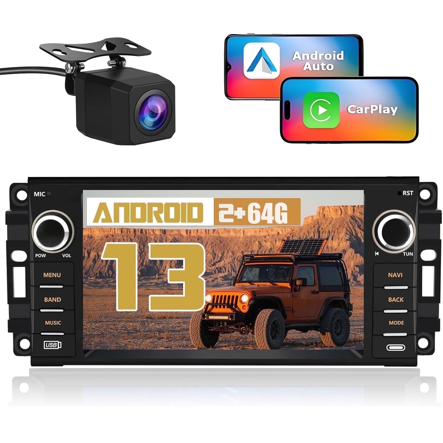 BaiCH Android GPS CarPlay Stereo for 2007–2018 Jeep Wrangler JK with ...