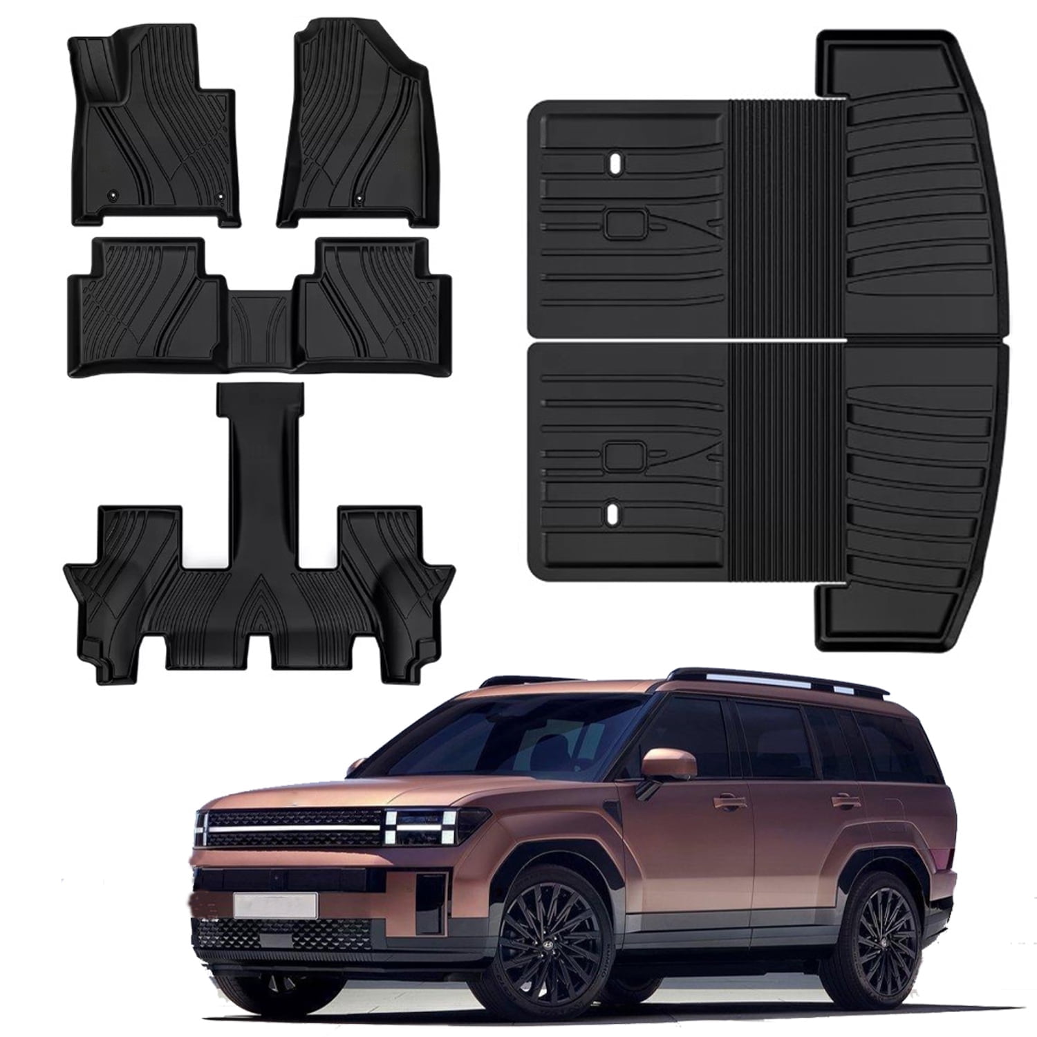 BaiCH Car Floor Mats for Hyundai Santa Fe 2024-2025 All Weather TPE ...