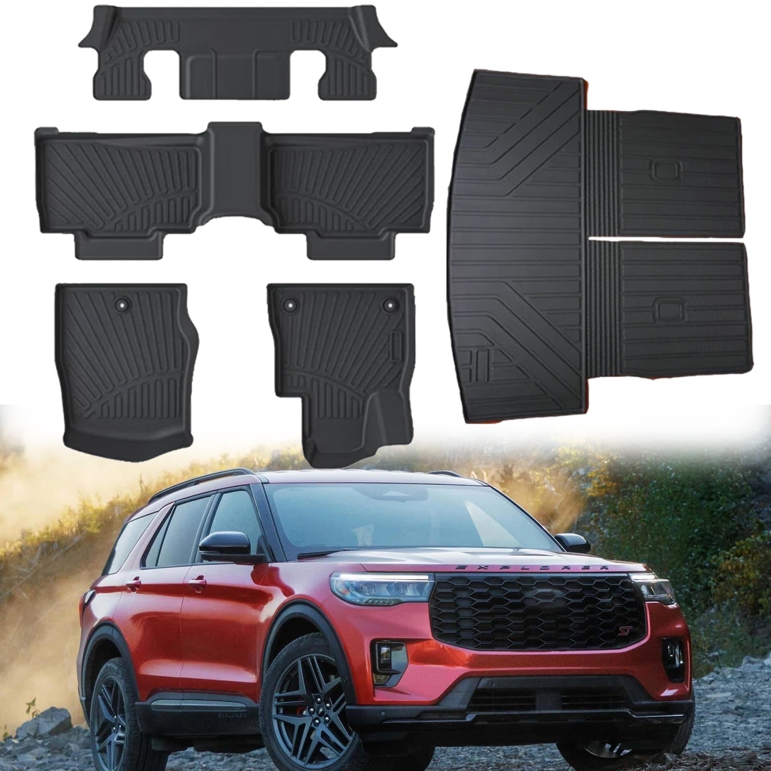 BaiCH Car Floor Mats & Cargo Liner for Ford Explorer 2020-2025 Row ...