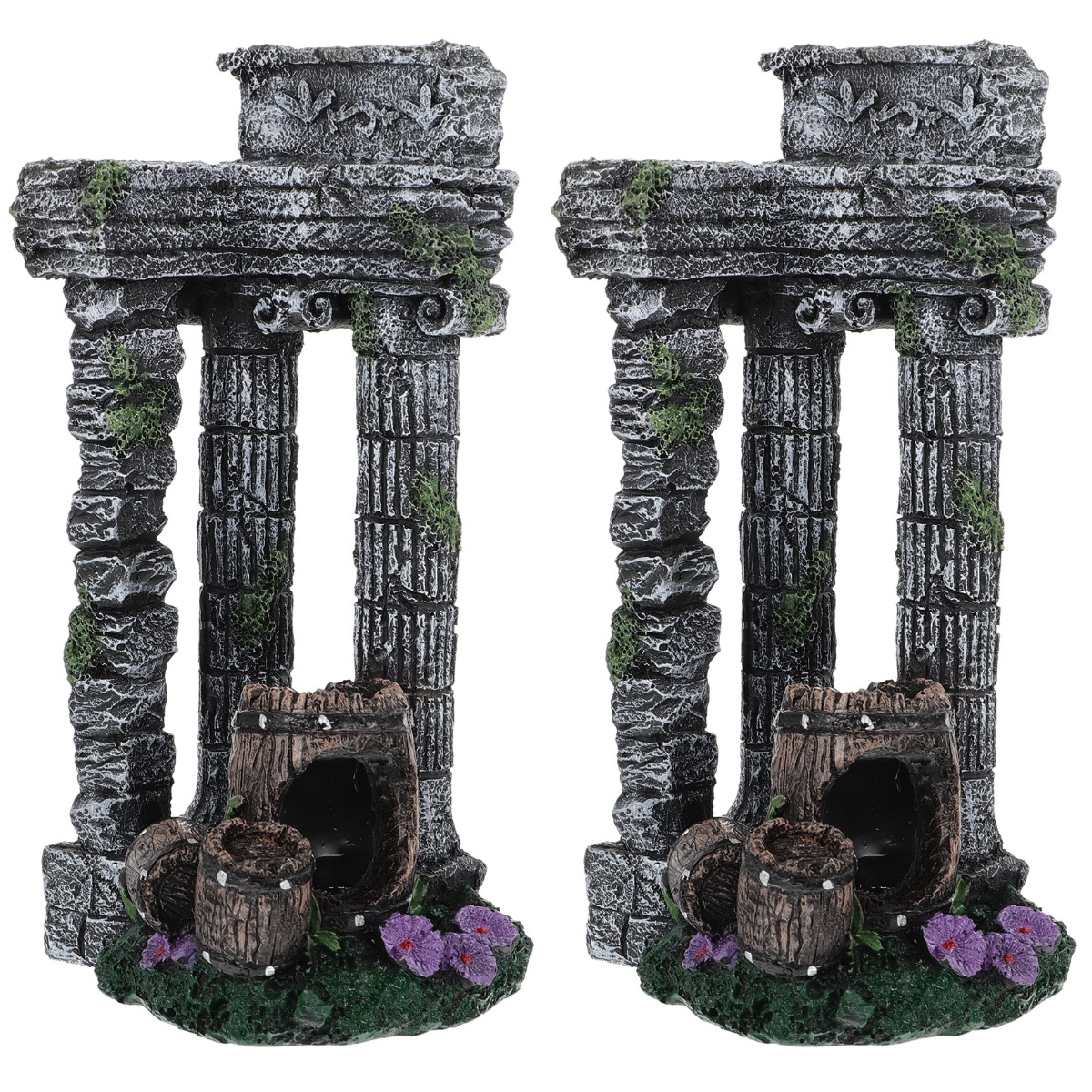 BaiTrend Aquarium Resin Cave Castle Decor Fish Tank Roman Reptile Pillar Landscape Fishtank ...