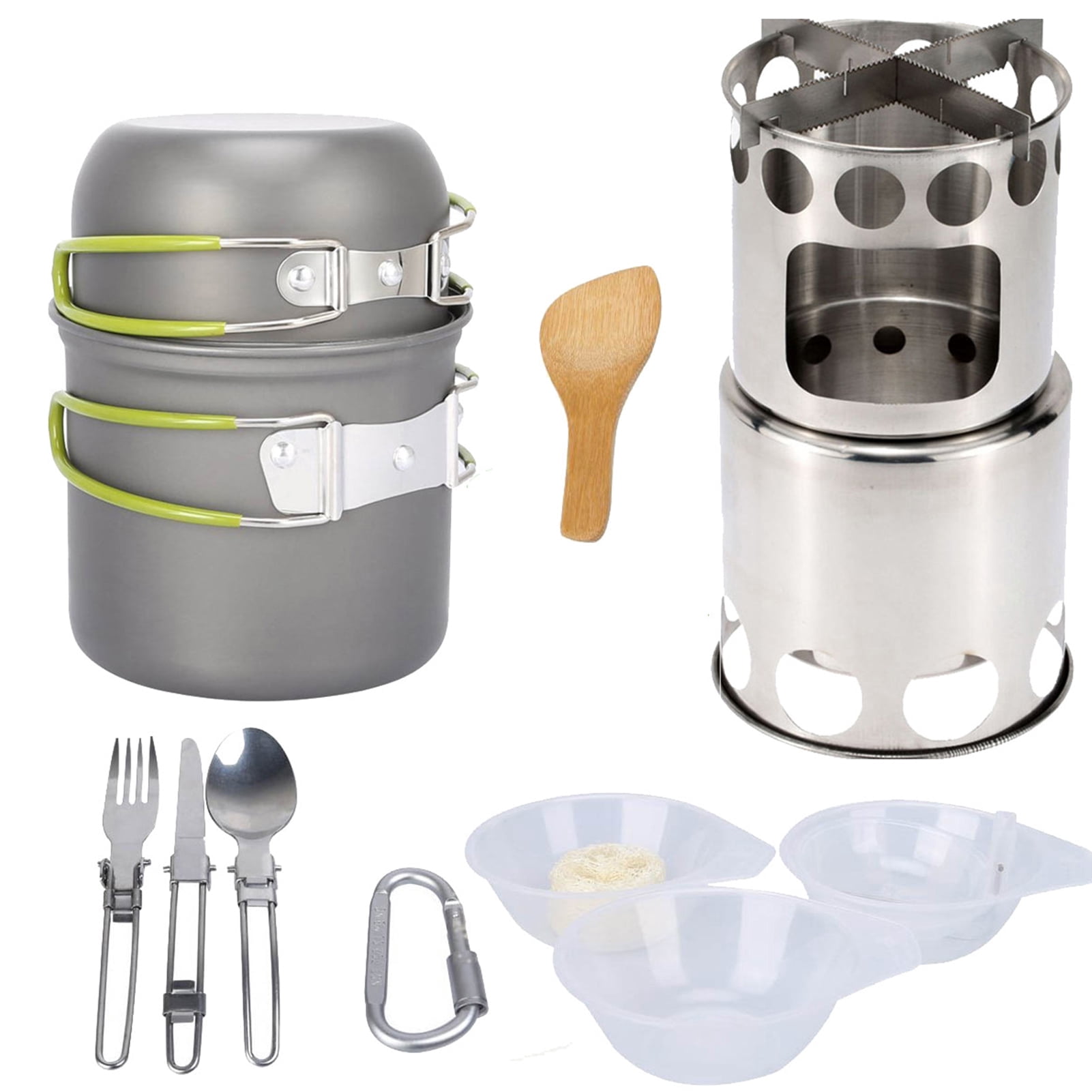 BaiTrend Camping Cookware Mess Kit Portable Cooking Set with Camping ...