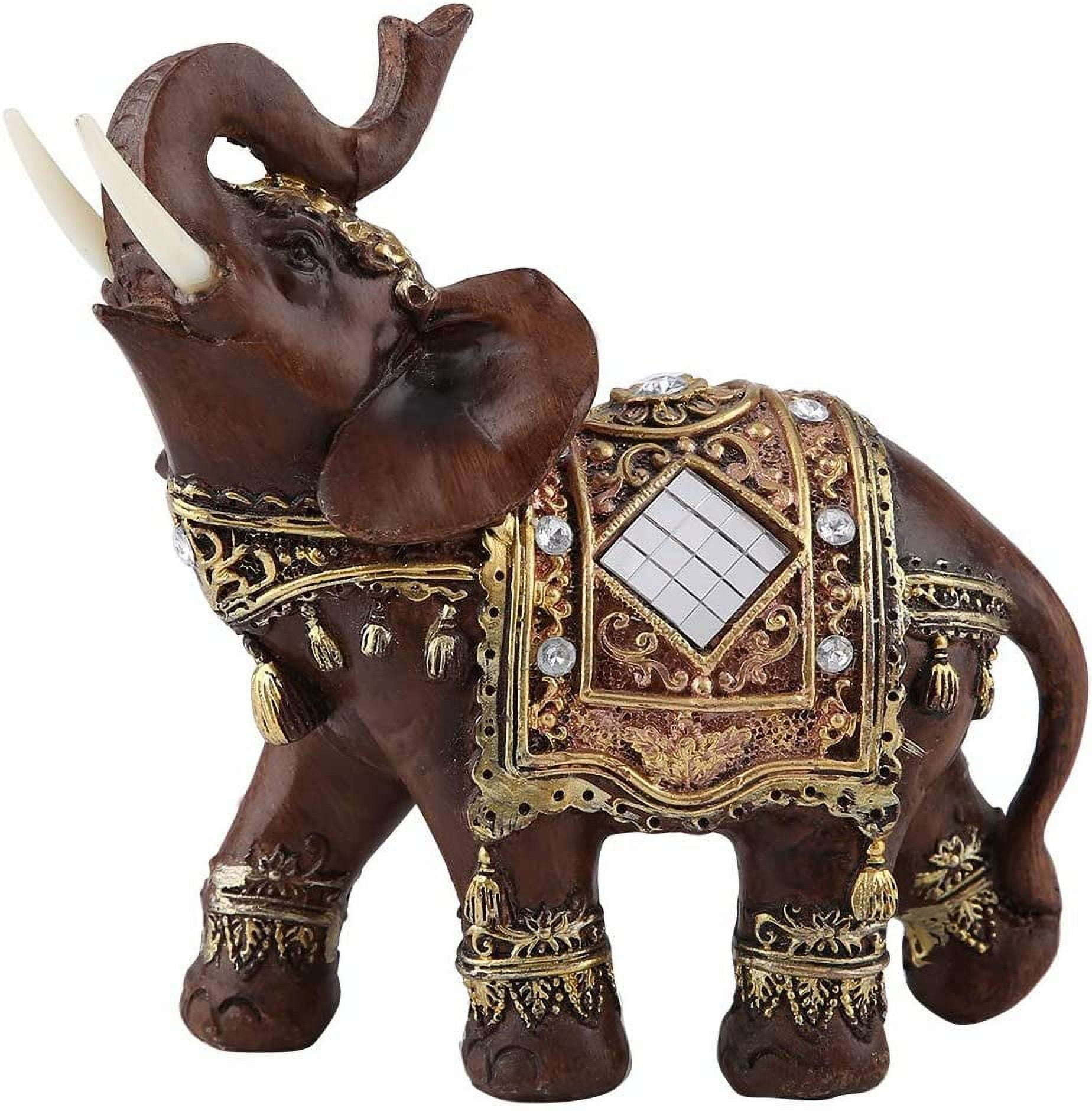 BaiXinShuo Lucky Fortune Elephant Statue Sculpture Feng Shui Wood Grain ...
