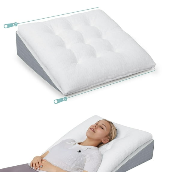 Baibu Adjustable Wedge Pillow for Sleeping Memory Foam Tufed Top Pillow ...