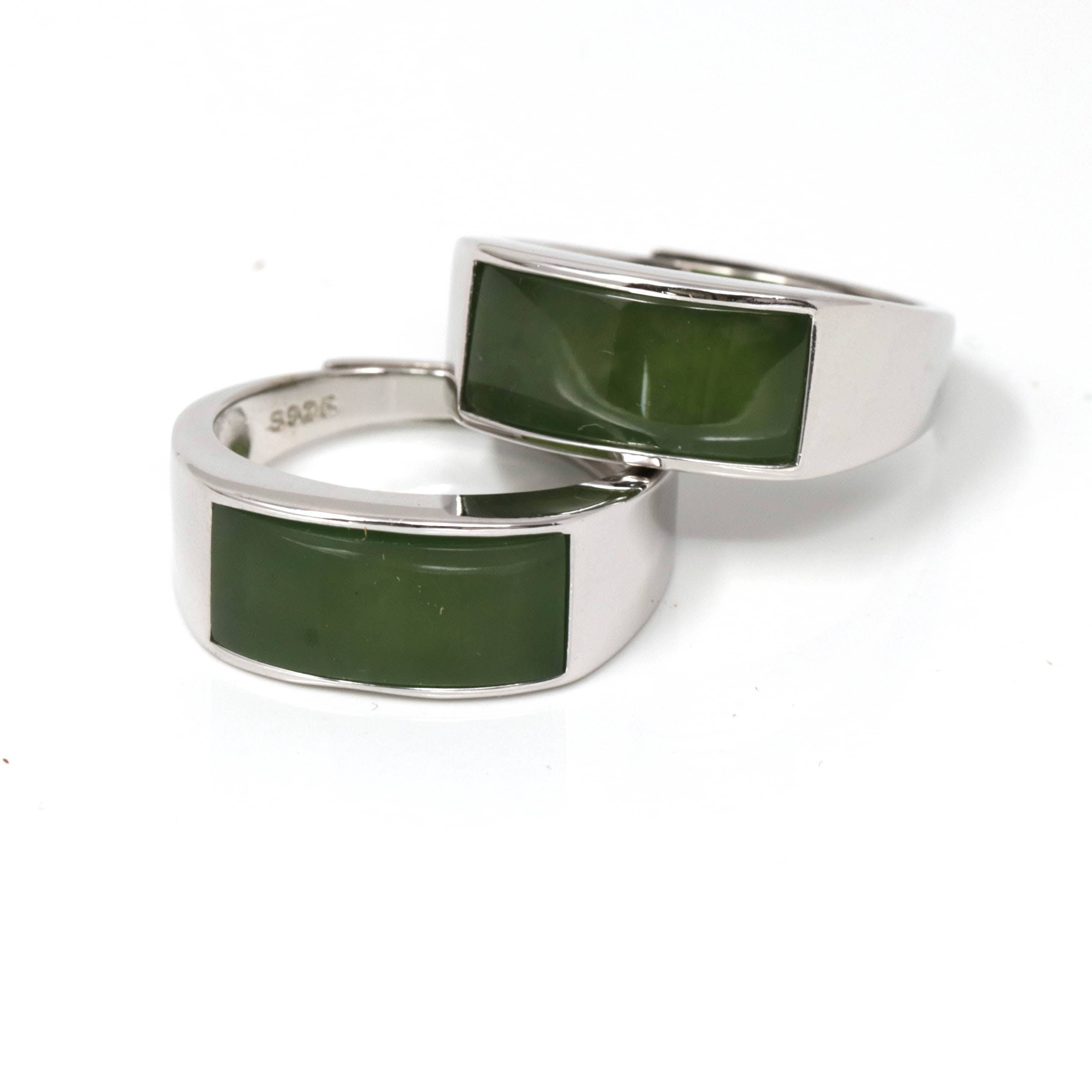 Baikallaâ„¢ "Signature Signet" Sterling Silver Real Green Nephrite Jade ...