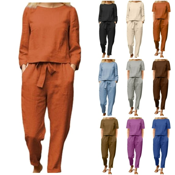 Baikeli Summer Outfits for Women 4 Piece Linen Sets Oversized Short ...