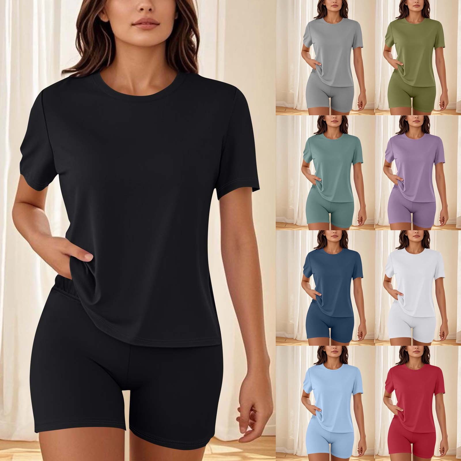 Baikeli Workout Sets for Women 2 Piece Athletic Yoga Gym Outfits Solid ...