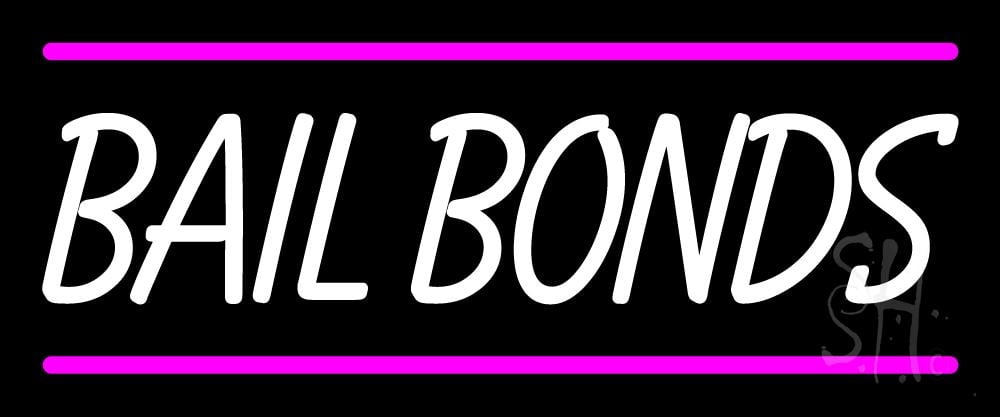 Bail Bonds With Pink Lines LED Neon Sign 6 x 15 - inches, Black Square ...