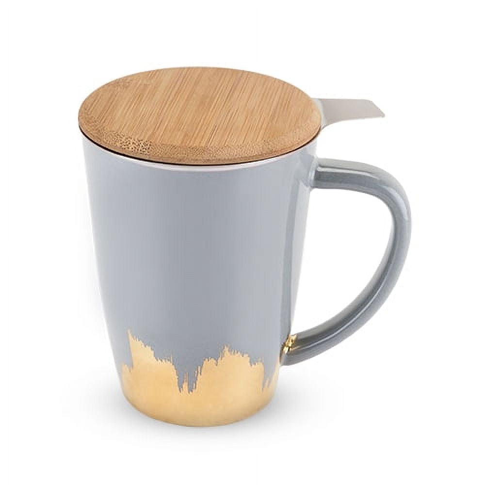 Bailey Grey and Gold Brushed Ceramic Tea Mug & Infuser by Pi - Walmart.com