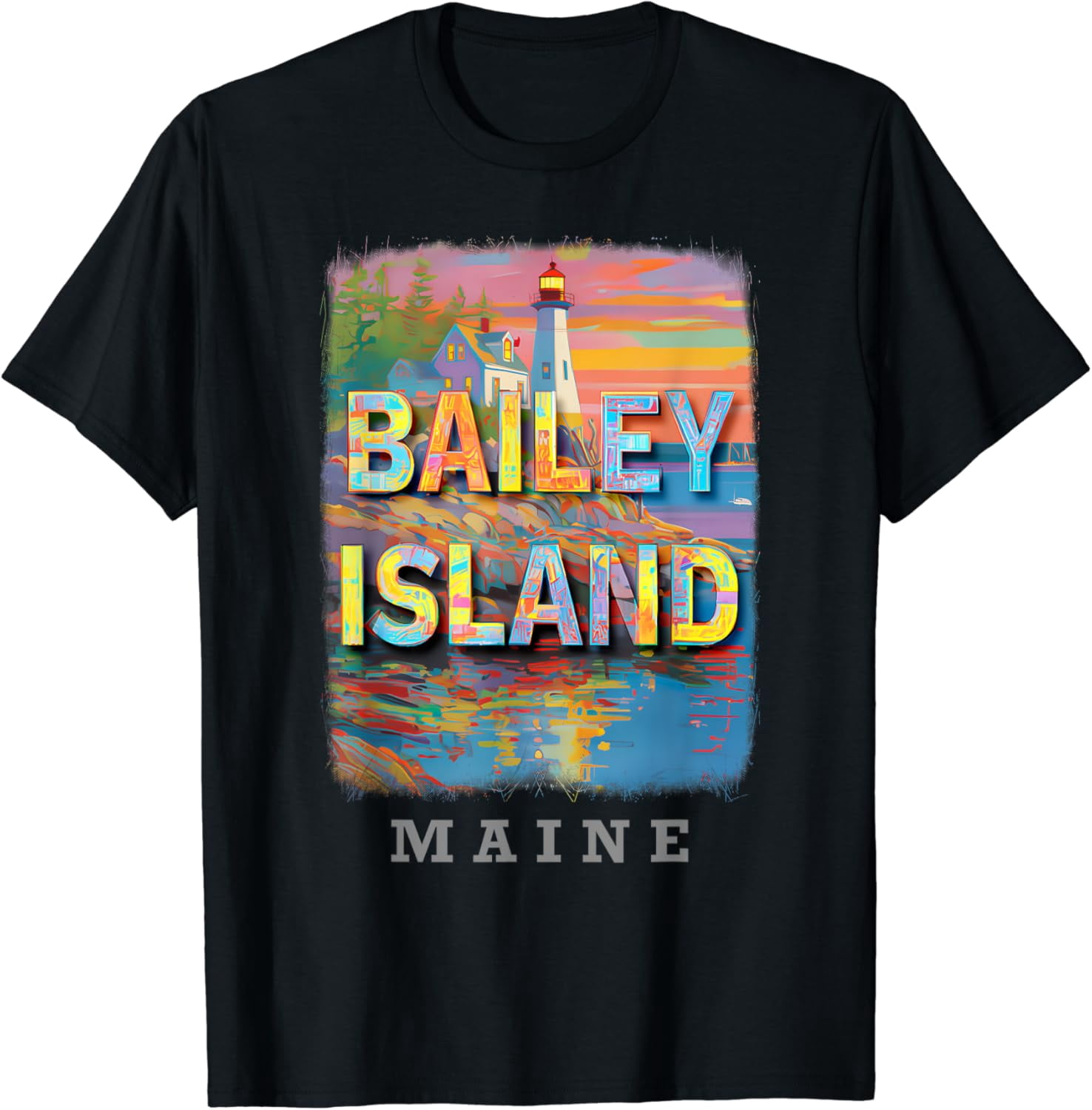 Bailey Island Maine Me Coastal Charms Seashore Local Crest T-Shirt ...