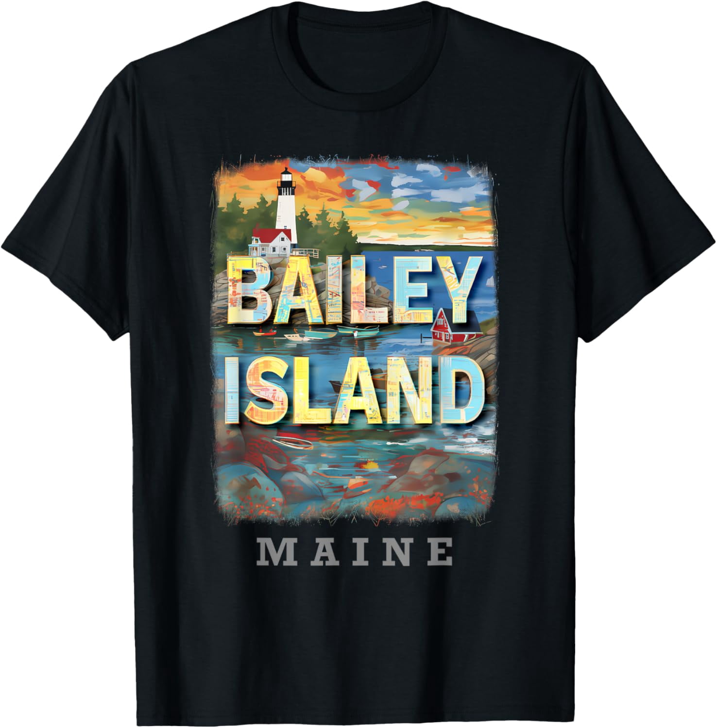 Bailey Island Maine Me Coastal Charms Seashore Local Crest T-Shirt ...