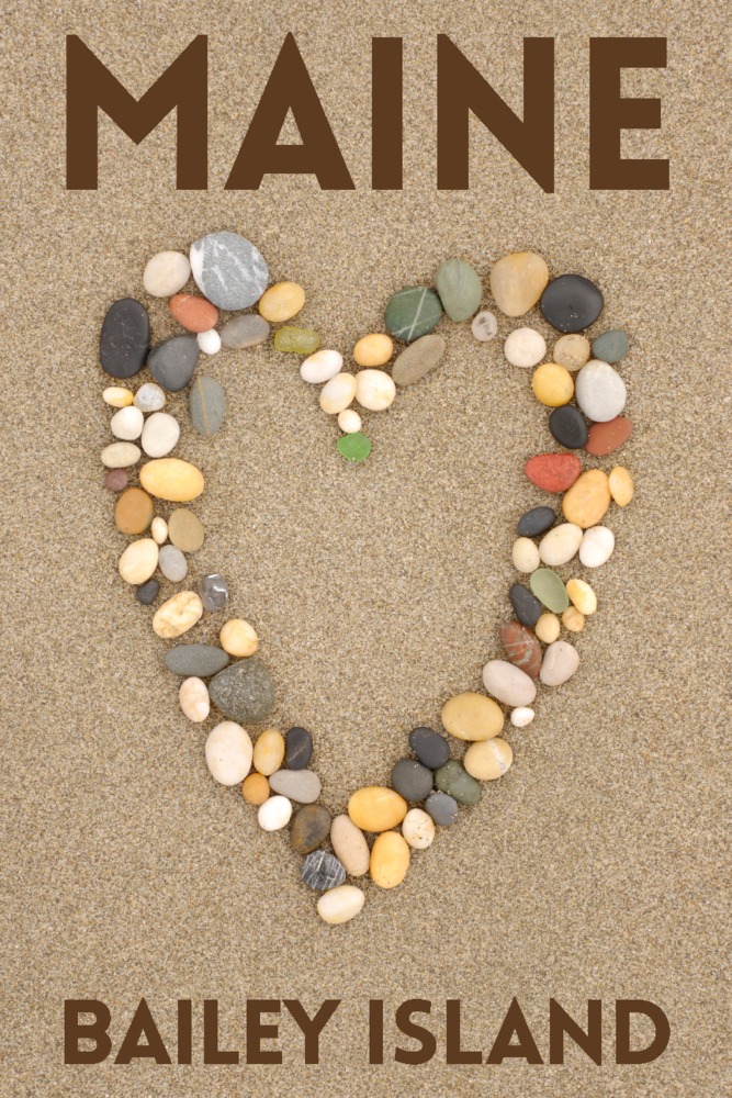 Bailey Island, Maine, Stone Heart on Sand (12x18 Wall Art Poster, Room ...