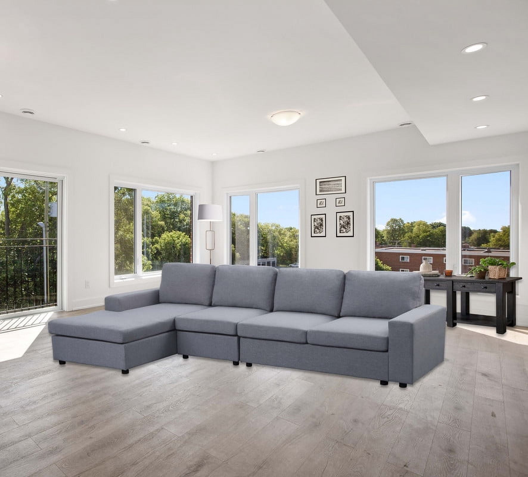 Bailey Light Gray Linen Reversible Modular Sectional Sofa Chaise ...