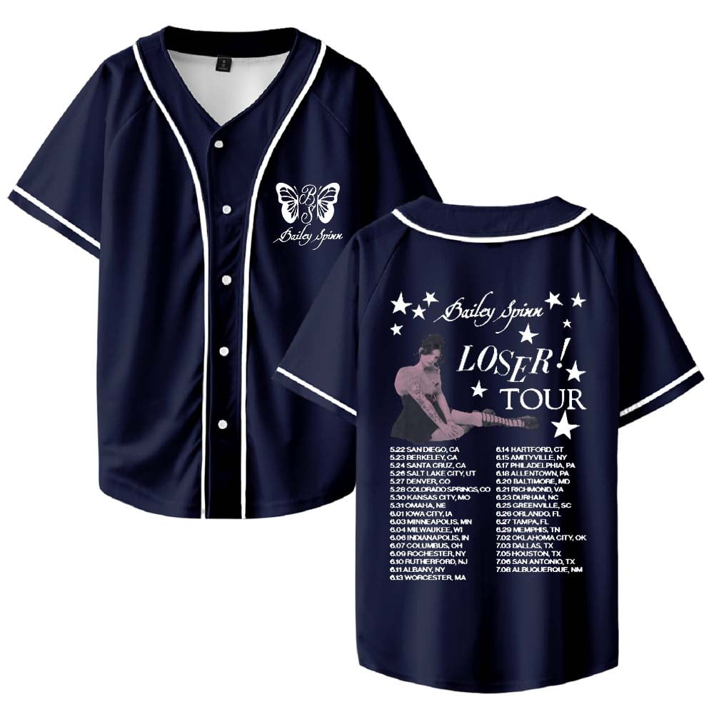 Bailey Spinn Loser Tour 2025 Merch Baseball Jersey V-Neck Shirt Women Men Short Sleeve ...