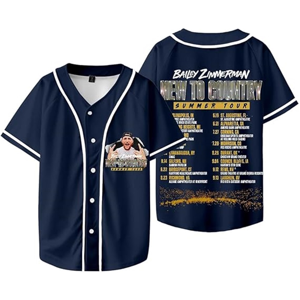 Bailey Zimmerman 2025 New To Country Tour Baseball Unisex Trendy Short ...