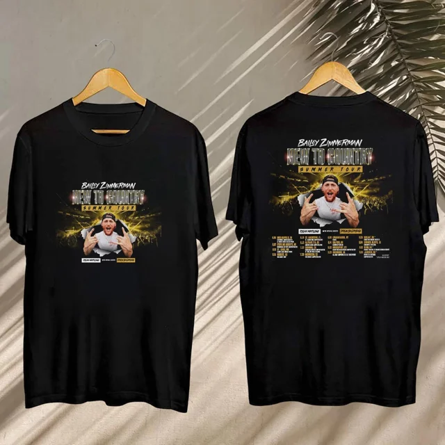 Bailey Zimmerman 2025 New To Country Tour Shirt,Black Color,Size L ...