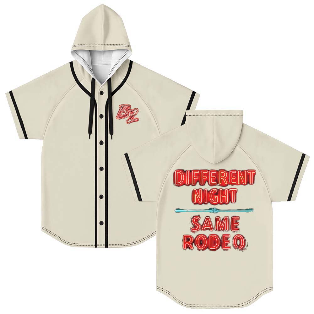 Bailey Zimmerman DNSR Neon Sign Hooded Baseball Jersey Short Sleeve Shirt Women Men Crewneck Tee ...