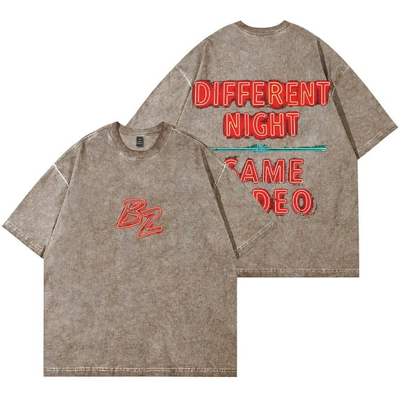 Bailey Zimmerman DNSR Neon Sign Wash T-Shirts Different Night Same Rodeo Merch Cotton Short ...