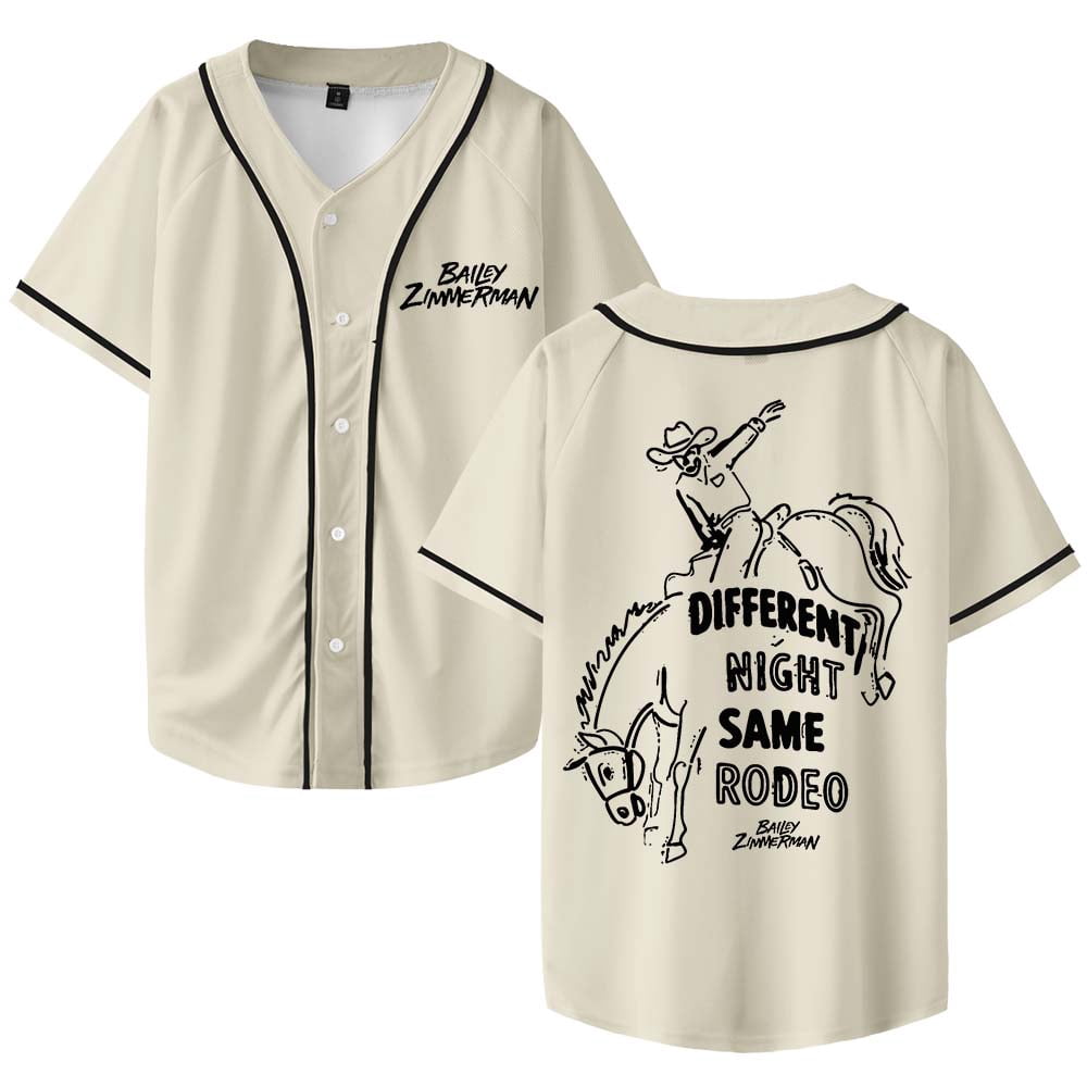Bailey Zimmerman Different Night Same Rodeo Merch Baseball Jersey Shirt ...