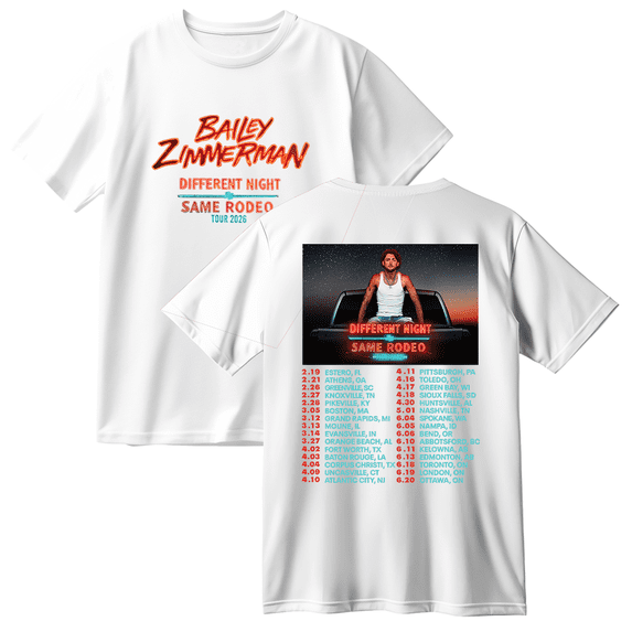 Bailey Zimmerman Different Night Same Rodeo Tour 2026 Cotton Tee Unisex ...