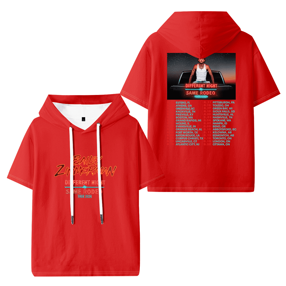 Bailey Zimmerman Different Night Same Rodeo Tour 2026 Hooded T-shirt ...