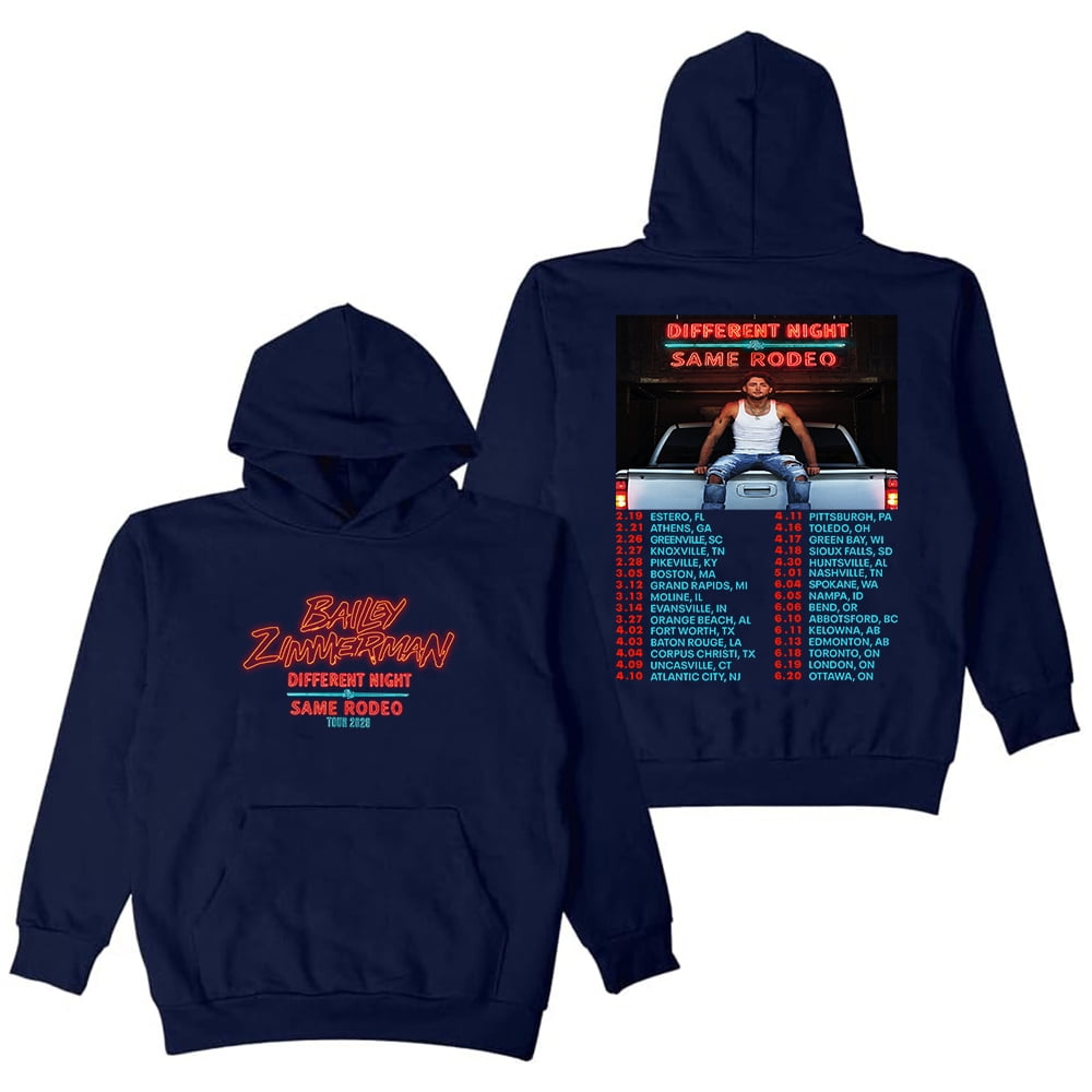 Bailey Zimmerman Different Night Same Rodeo Tour 2026 Hoodie Long ...