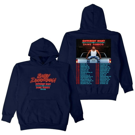 Bailey Zimmerman Different Night Same Rodeo Tour 2026 Hoodie Long ...