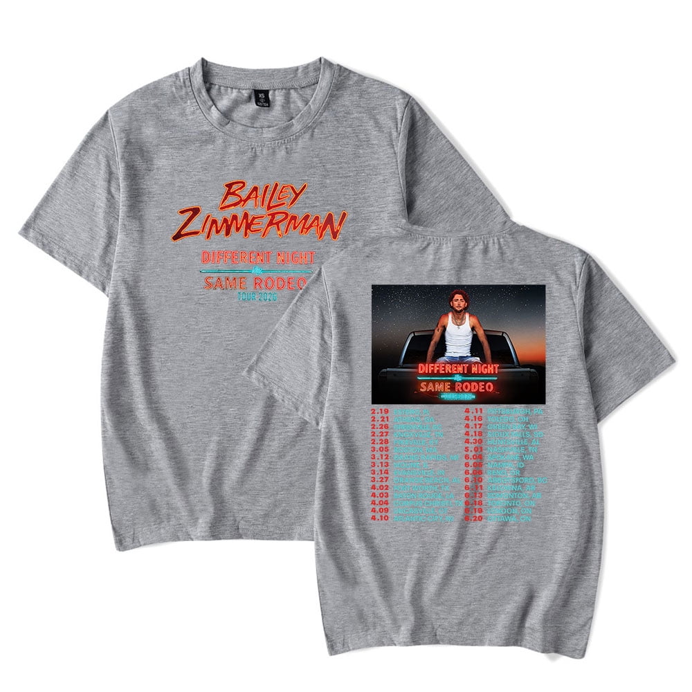 Bailey Zimmerman Different Night Same Rodeo Tour 2026 T-shirt Unisex ...