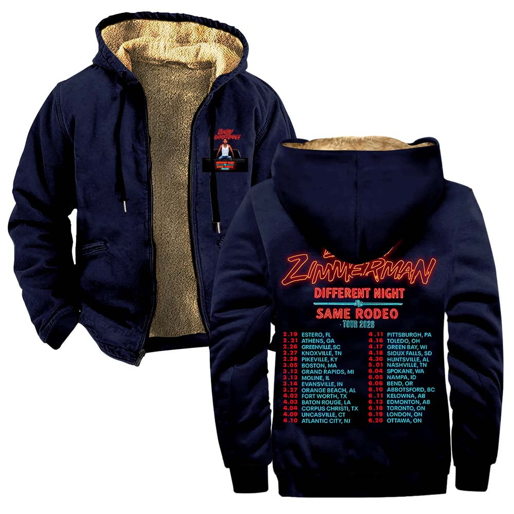 Bailey Zimmerman Different Night Same Rodeo Tour 2026 Zipper Hoodies ...