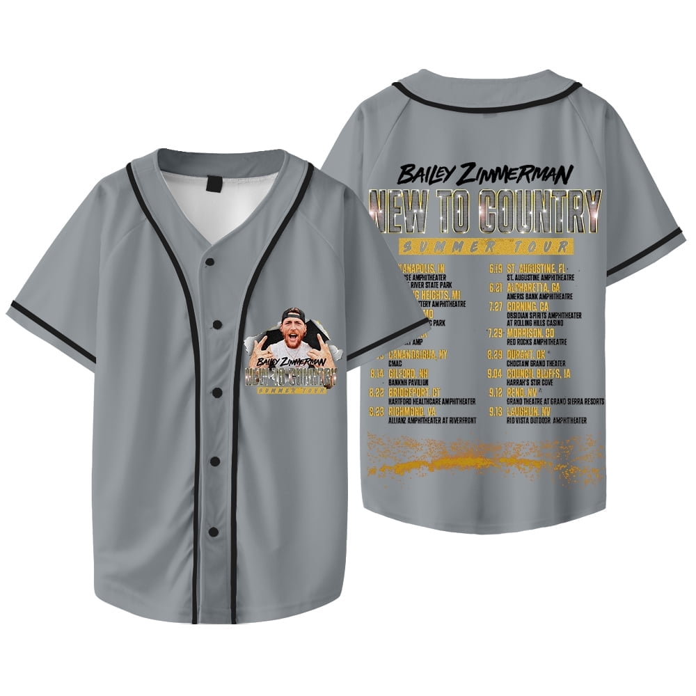 Bailey Zimmerman Merch Baseball Jersey V-neck Fashion Casual T-shirt ...